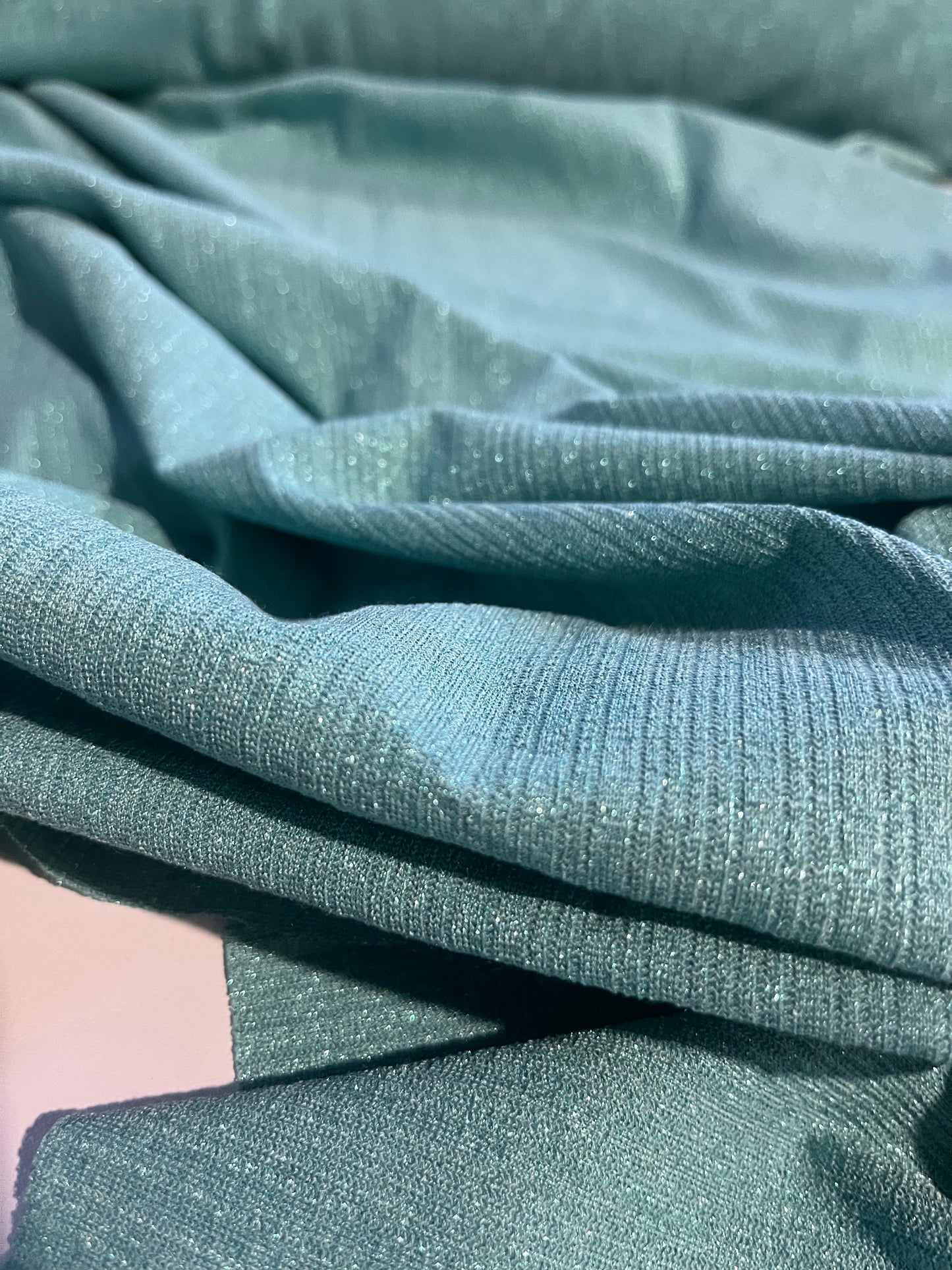 BASILE 044 jersey irregular rib aqua – Wasted Fabrics