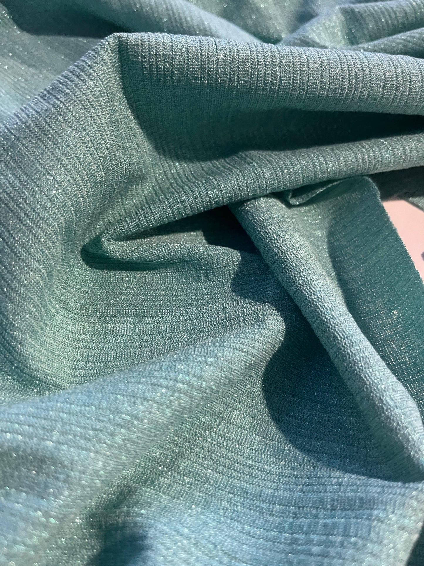 BASILE 044 jersey irregular rib aqua – Wasted Fabrics