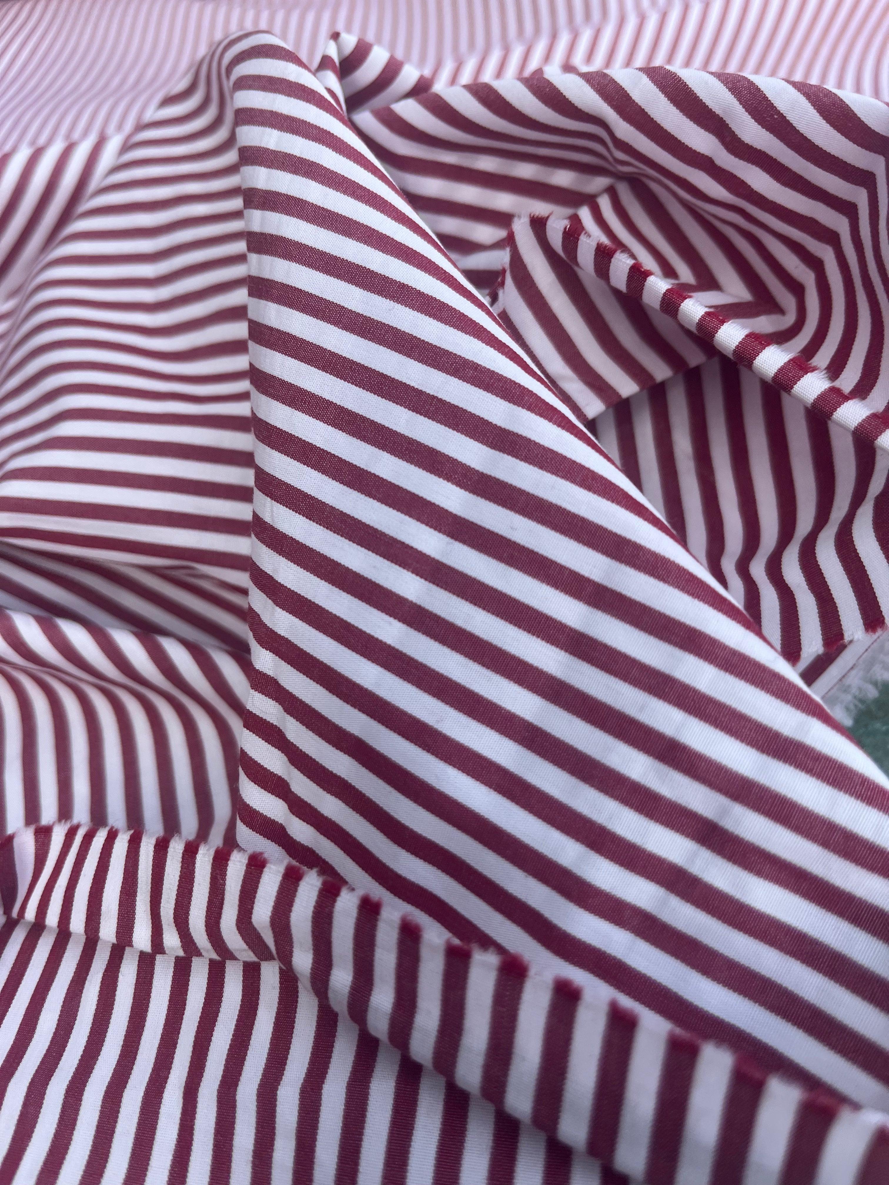 Blandine 045 woven cotton stripe for blouses red/white – Wasted Fabrics